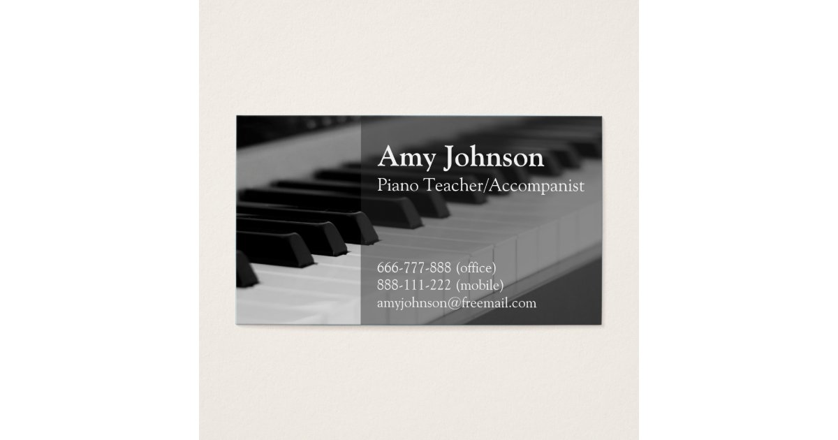 Elegant, Modern, Professional, Piano Teacher Business Card | Zazzle.com