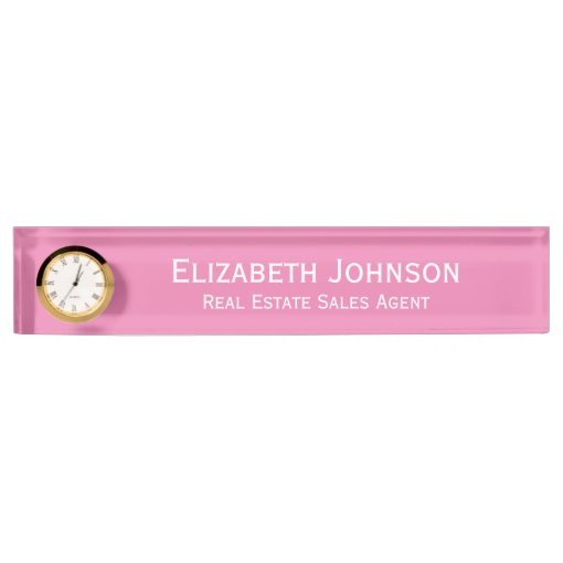 Elegant Modern Professional Pink Business Office Desk Name Plate | Zazzle