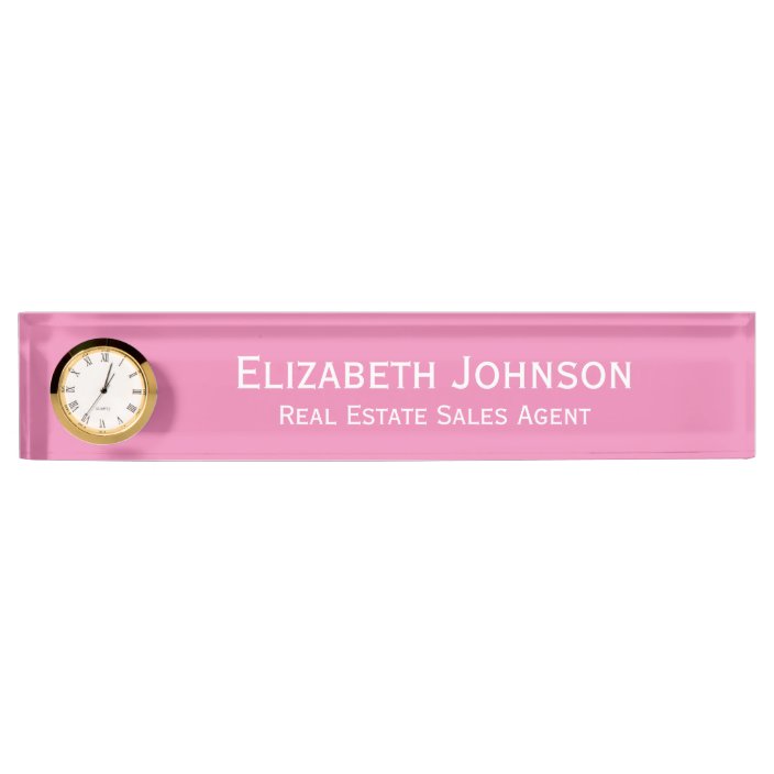 Elegant Modern Professional Pink Business Office Desk Name Plate ...