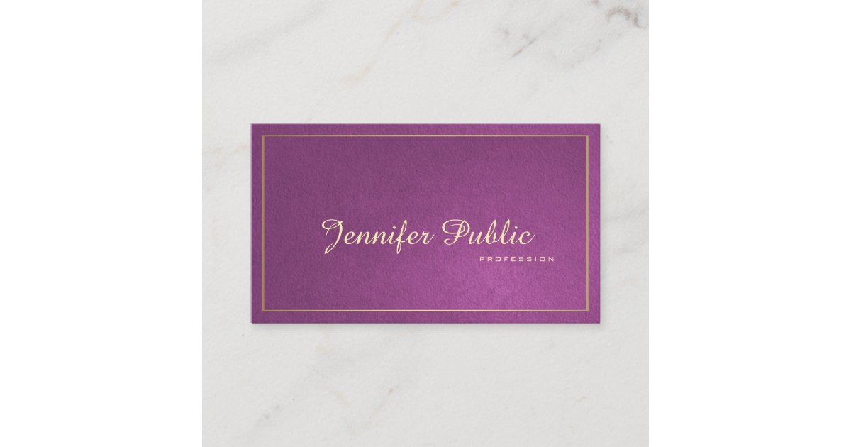 Elegant Modern Professional Red Violet Gold Plain Business Card | Zazzle