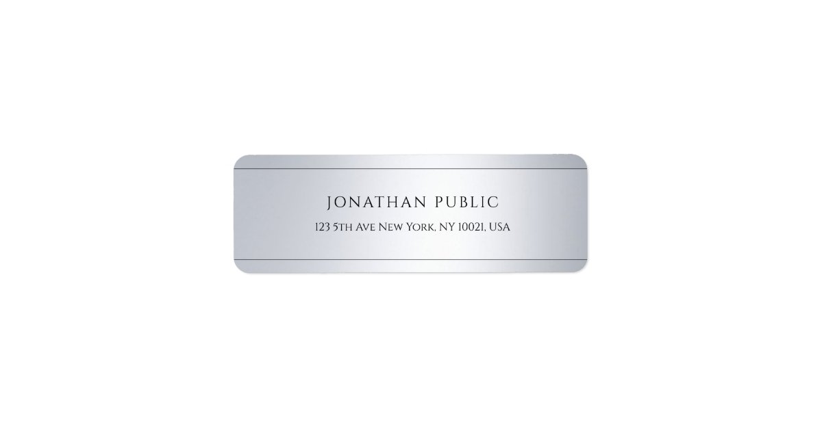 Elegant Modern Professional Silver Return Address Label | Zazzle