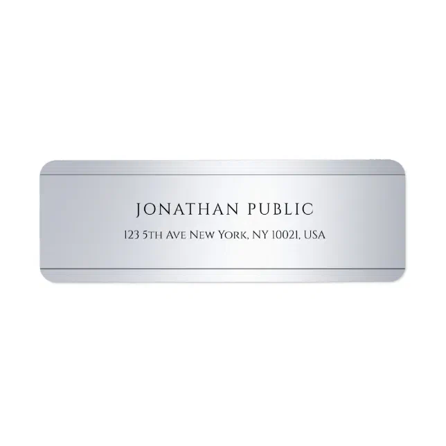 Elegant Modern Professional Silver Return Address Label | Zazzle