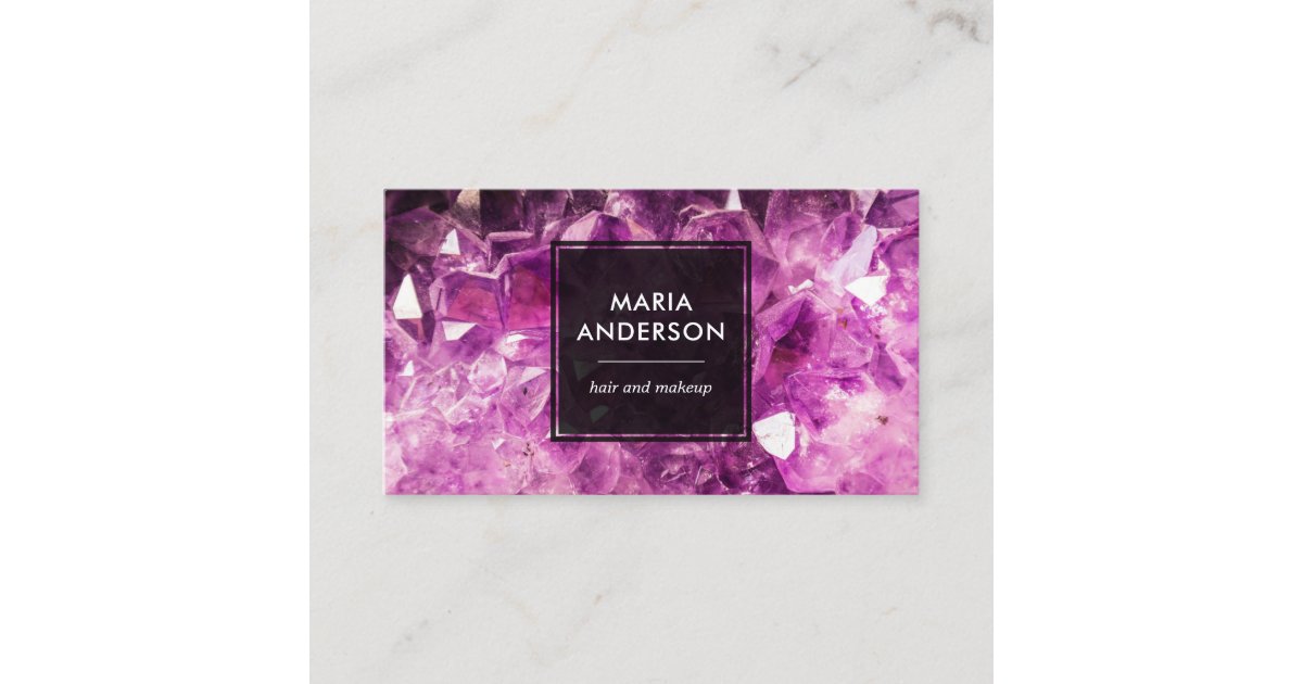 Elegant Modern Purple Amethyst Gemstone Business Card | Zazzle