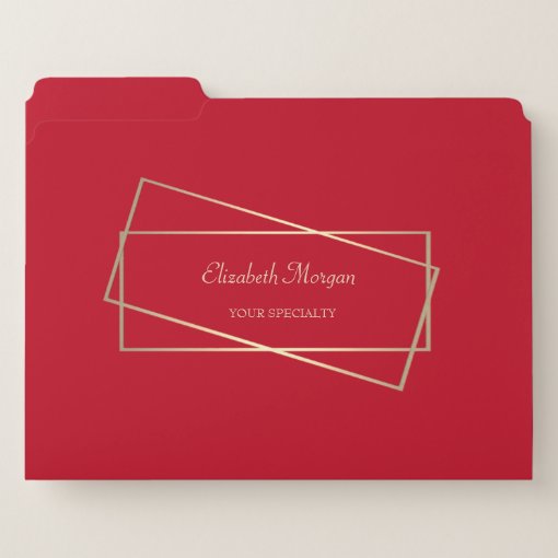 Elegant Modern Red Gold Frame File Folder | Zazzle