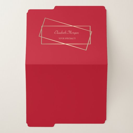 Elegant Modern Red Gold Frame File Folder | Zazzle