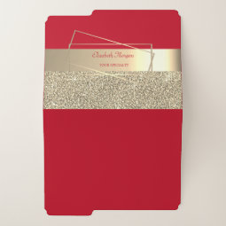 Elegant Modern Red, Gold Glitter Frame, Stripe File Folder | Zazzle