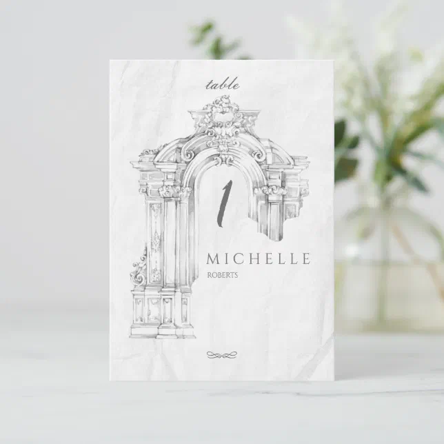 Elegant Modern Roman Minimalist Table Card | Zazzle