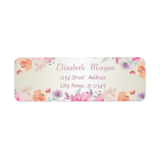 Elegant Modern Romantic Watercolor Flowers Label | Zazzle
