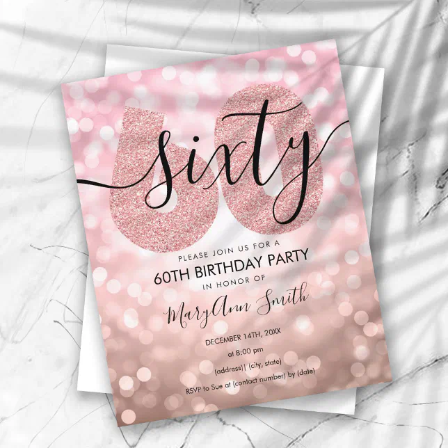 Elegant Modern Rose Gold 60th Birthday Party | Zazzle