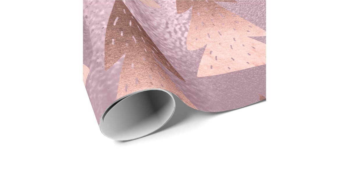 Elegant modern rose gold Christmas tree pattern Wrapping Paper | Zazzle