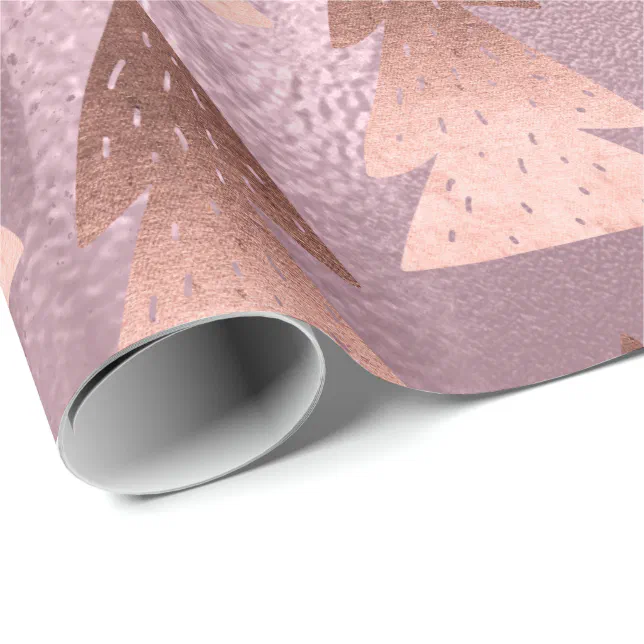 Elegant modern rose gold Christmas tree pattern Wrapping Paper | Zazzle