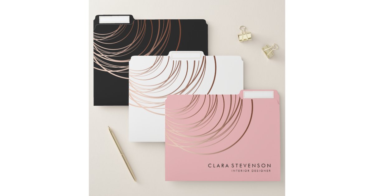 Elegant modern rose gold geometric file folder | Zazzle
