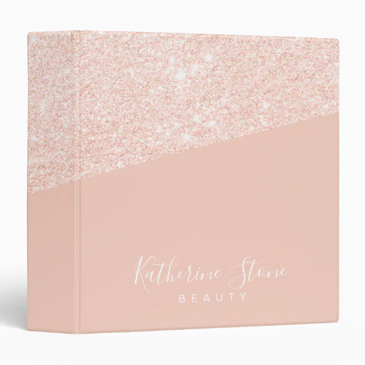 Elegant modern rose gold glitter blush pink beauty 3 ring binder | Zazzle