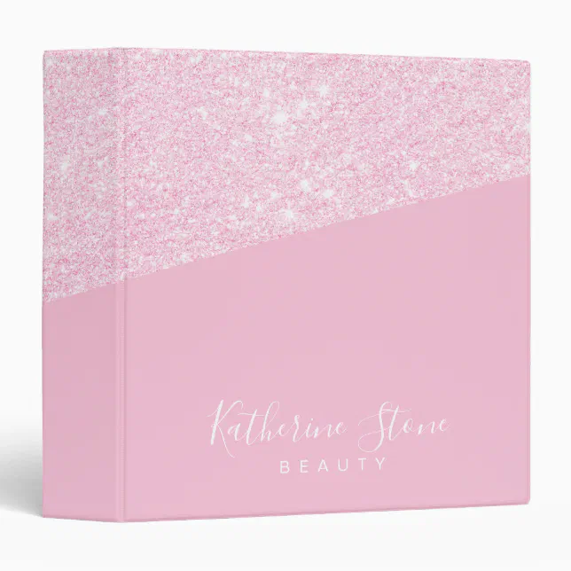 Elegant modern rose gold glitter pink beauty 3 ring binder | Zazzle
