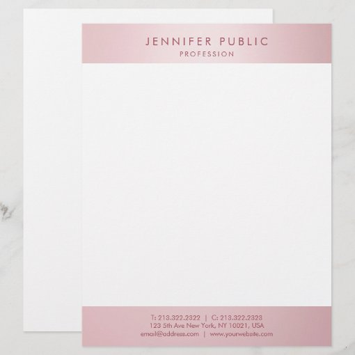 Elegant Modern Rose Gold Minimalist Template Letterhead | Zazzle