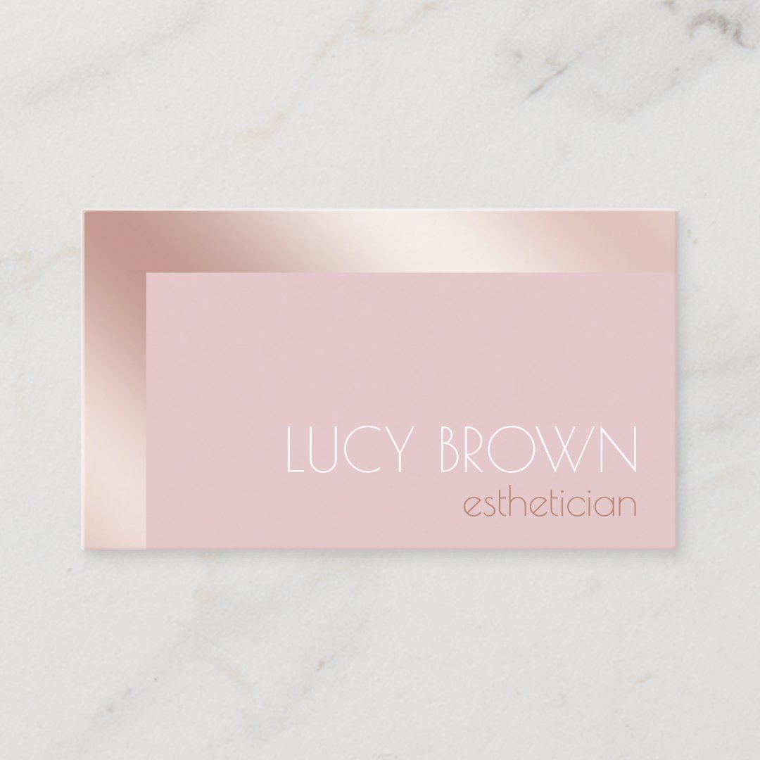 Elegant modern rose gold & pink esthetician business card | Zazzle