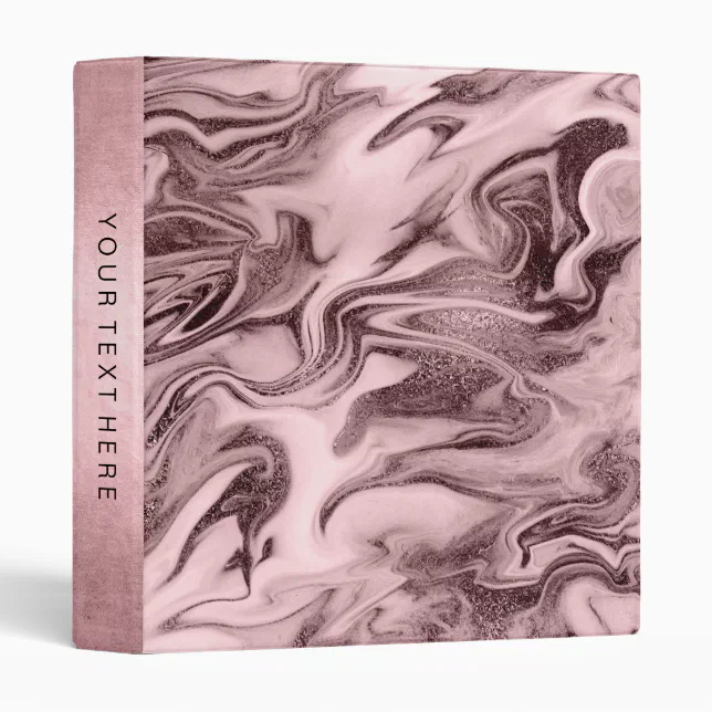 Elegant modern rose gold & pink marble look 3 ring binder | Zazzle