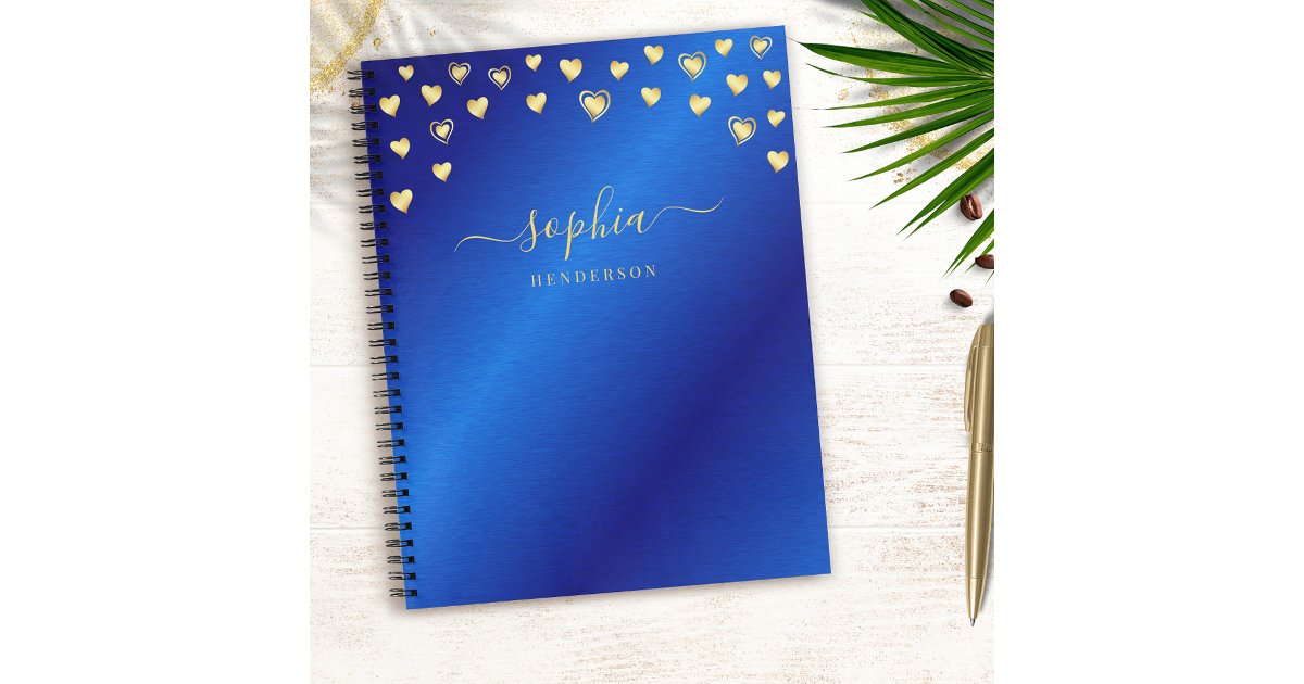 Elegant Modern Royal Blue and Gold Monogrammed Notebook | Zazzle