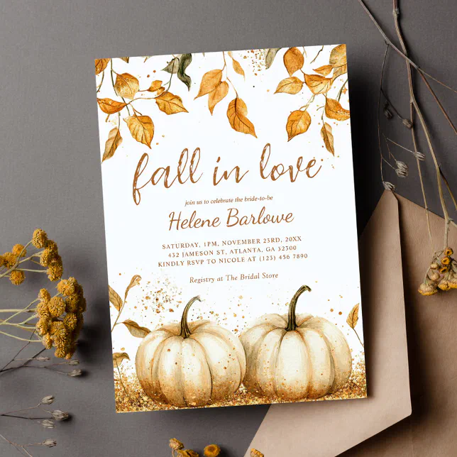 Elegant Modern Rustic Fall Bridal Shower Invitation | Zazzle