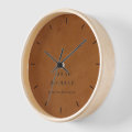 Elegant Modern Rustic Tan Leather Texture Custom Clock | Zazzle