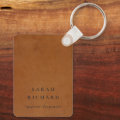 Elegant Modern Rustic Tan Leather Texture Custom Keychain | Zazzle