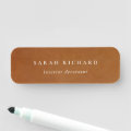 Elegant Modern Rustic Tan Leather Texture Custom Name Tag | Zazzle