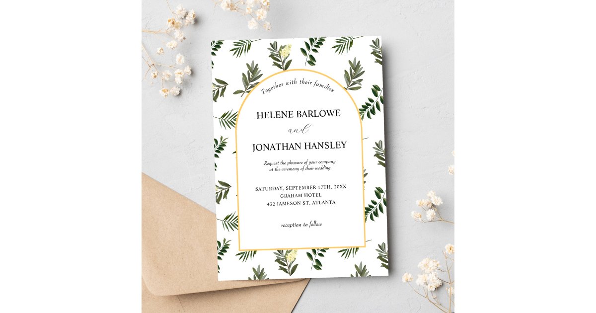 Elegant Modern Rustic Watercolor Botanical Wedding Invitation | Zazzle
