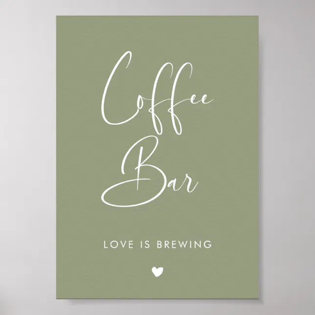 Elegant & Modern Sage Green Coffee Bar sign | Zazzle