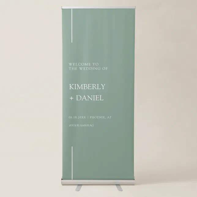Elegant Modern Sage Green Minimal Wedding Welcome Retractable Banner ...