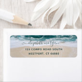 Elegant Modern Script Beach Ocean Return Address Label | Zazzle
