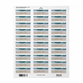Elegant Modern Script Beach Ocean Return Address Label | Zazzle