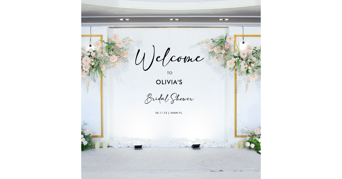 Elegant Modern Script | Bridal Shower Backdrop | Zazzle
