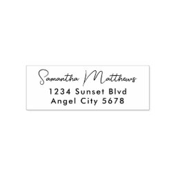 Elegant Modern Script Custom Name Address Self-inking Stamp | Zazzle