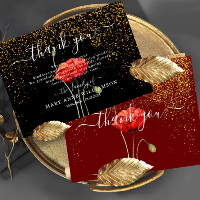 Elegant Modern Script Funeral Thank You Card | Zazzle