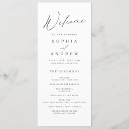 Elegant modern script minimalist wedding program | Zazzle