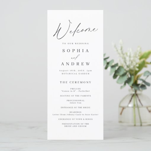 Elegant modern script minimalist wedding program | Zazzle