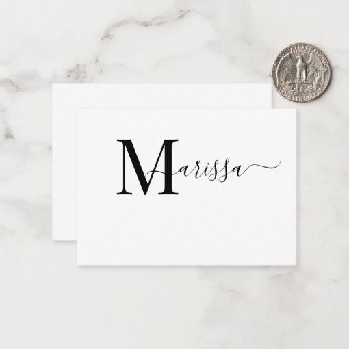 Elegant Modern Script Purple Monogram Name Note Card Zazzle