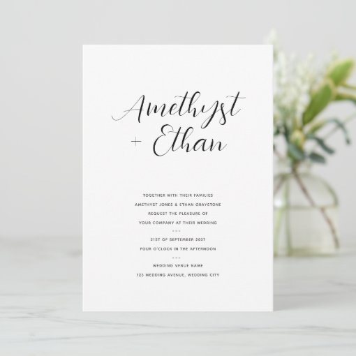 Elegant Modern Script Wedding Invitation | Zazzle