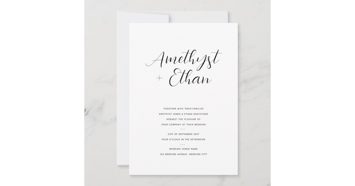 Elegant Modern Script Wedding Invitation | Zazzle