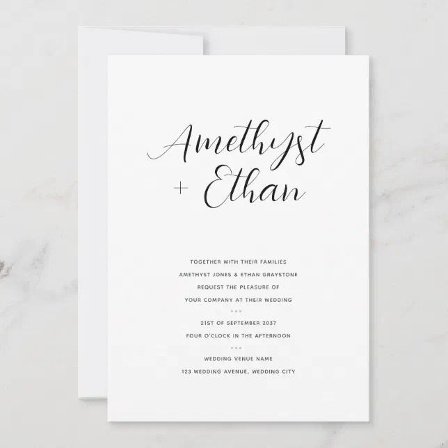 Elegant Modern Script Wedding Invitation | Zazzle