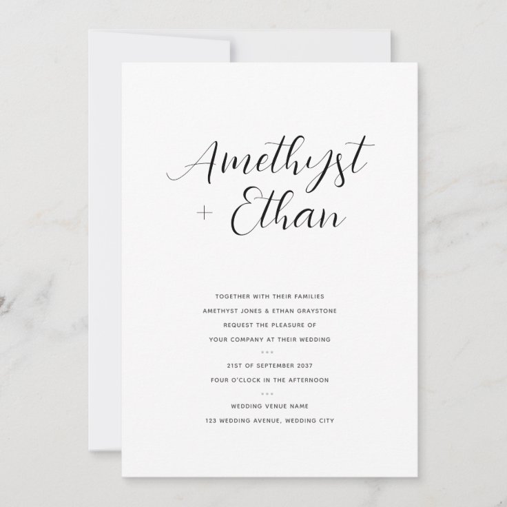 Elegant Modern Script Wedding Invitation | Zazzle
