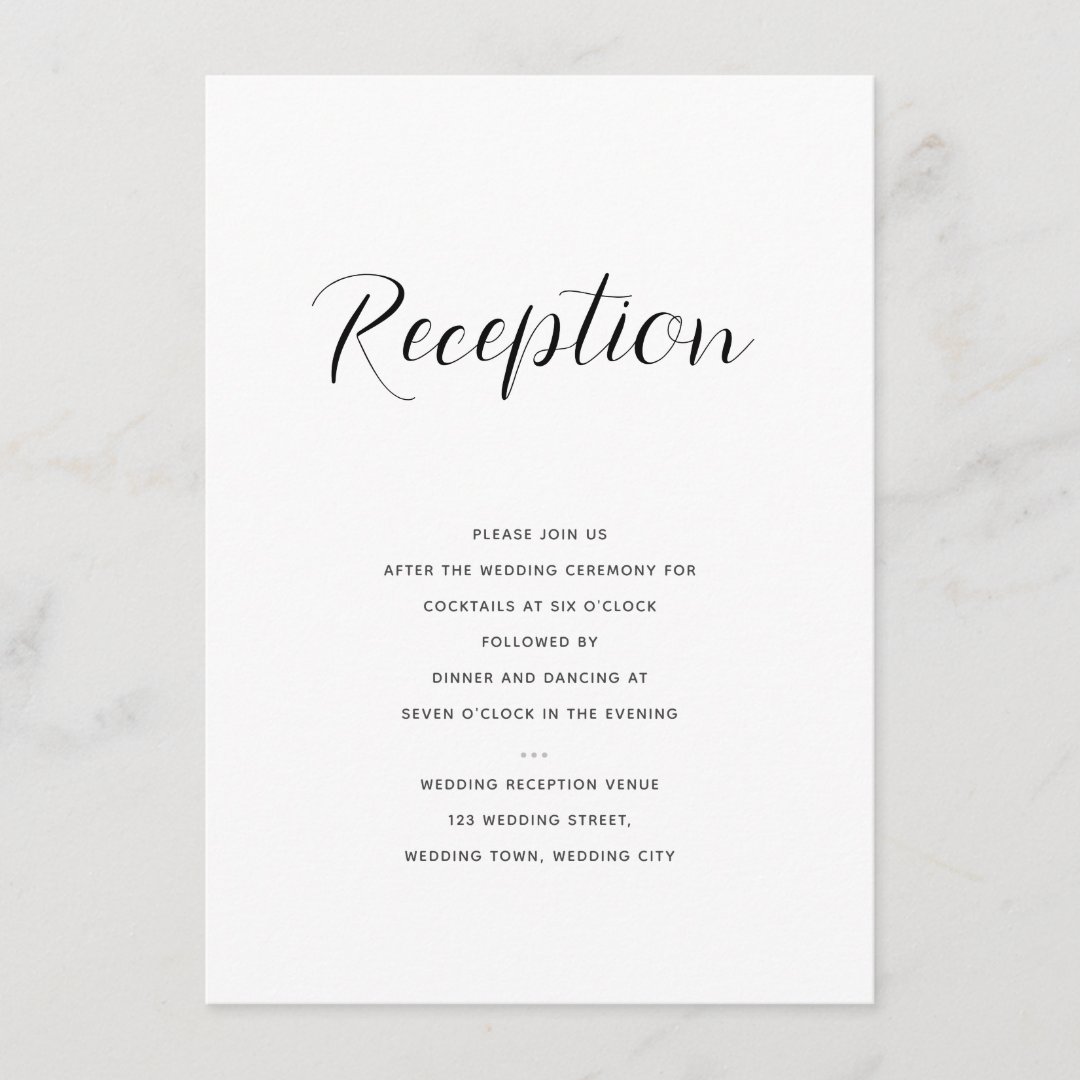 Elegant Modern Script Wedding Reception Enclosure Card | Zazzle