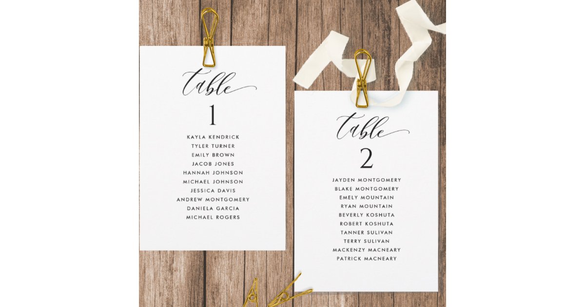 Elegant Modern Seating Plan Cards with Guest Names | Zazzle