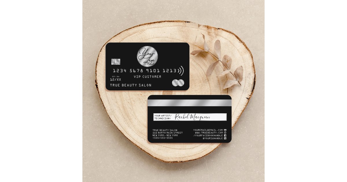 Elegant Modern Silver Black Credit Card Logo | Zazzle