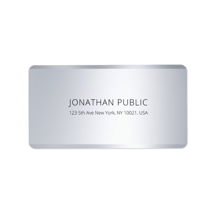 Elegant Modern Silver Custom Simple Chic Address Label | Zazzle