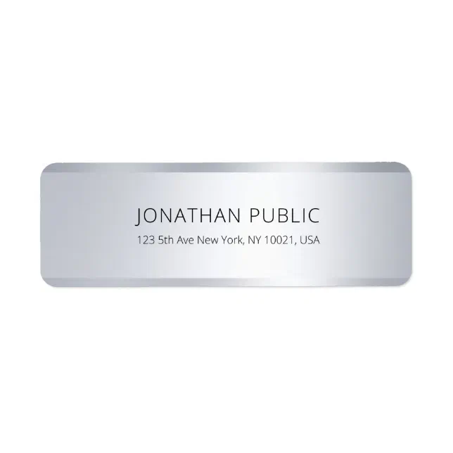Elegant Modern Silver Custom Simple Return Address Label | Zazzle