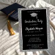 Elegant Modern Silver Glitter Graduation Cap Invitation | Zazzle