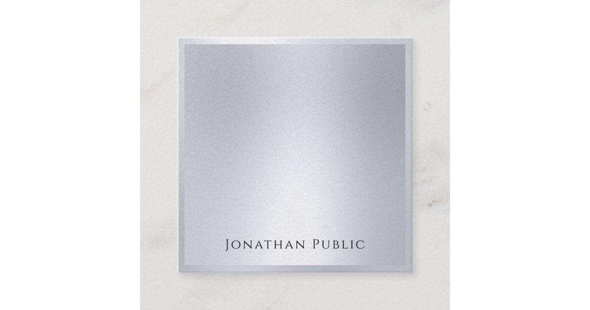 Elegant Modern Silver Look Template Glamour Trendy Square Business Card ...