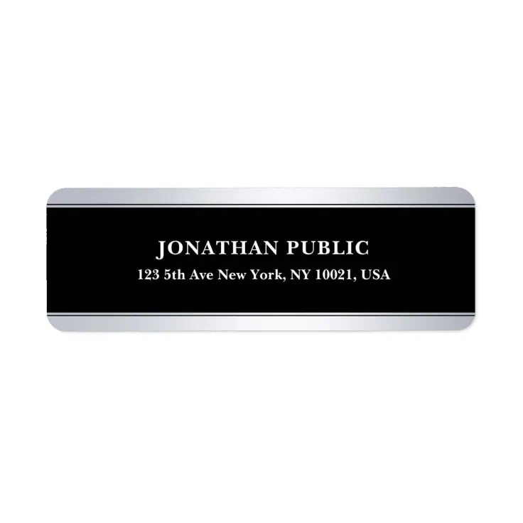 Elegant Modern Silver Template Return Address Label | Zazzle