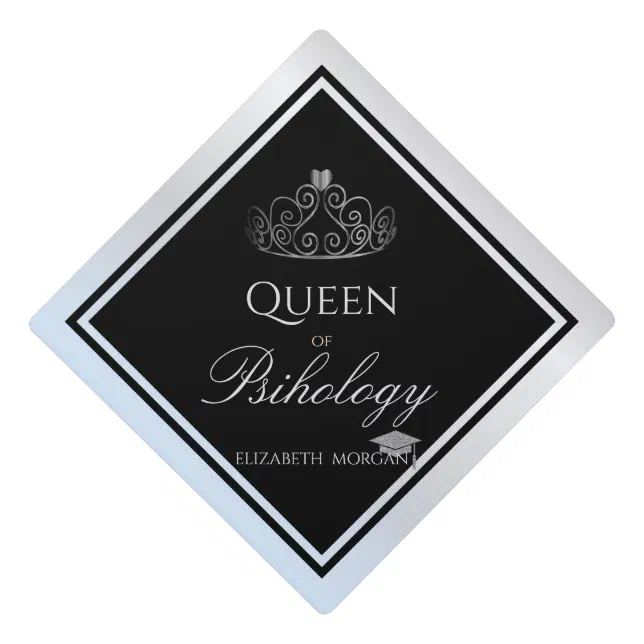 Elegant Modern Silver Tiara Glitter Graduation Cap | Zazzle